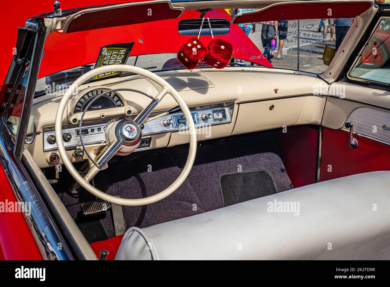Daytona Beach, FL - November 28, 2020: Interior view of a 1954 Ford ...