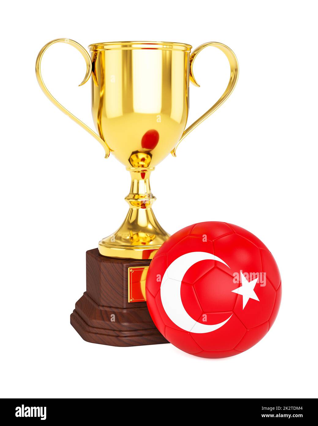 Gold trophy cup and soccer football ball with Turkey flag Stock Photo ...