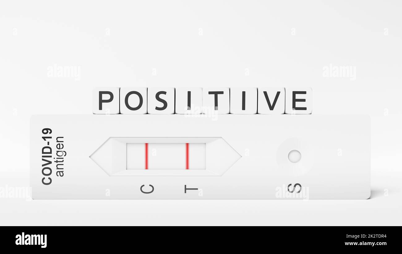 Positive test result by using rapid test device for COVID-19. 3d ...