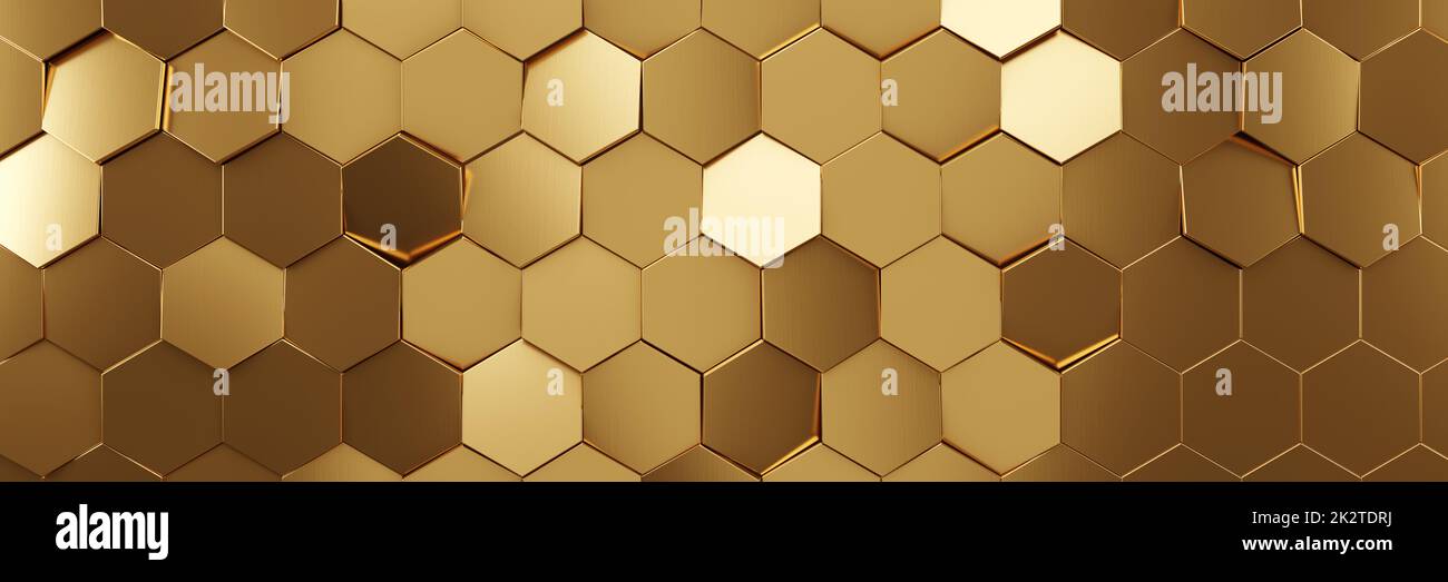 Futuristic gold hexagonal texture background. 3d rendering Stock Photo ...