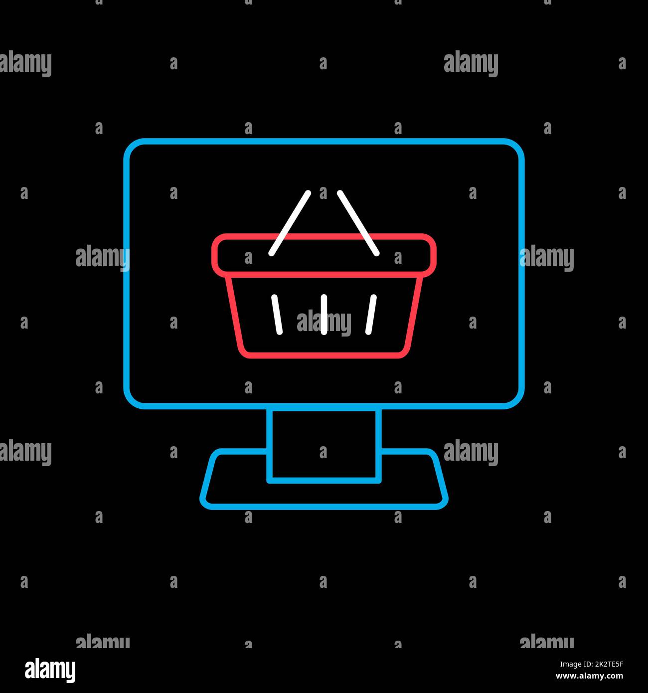 Computer display with shopping cart icon Stock Photo - Alamy