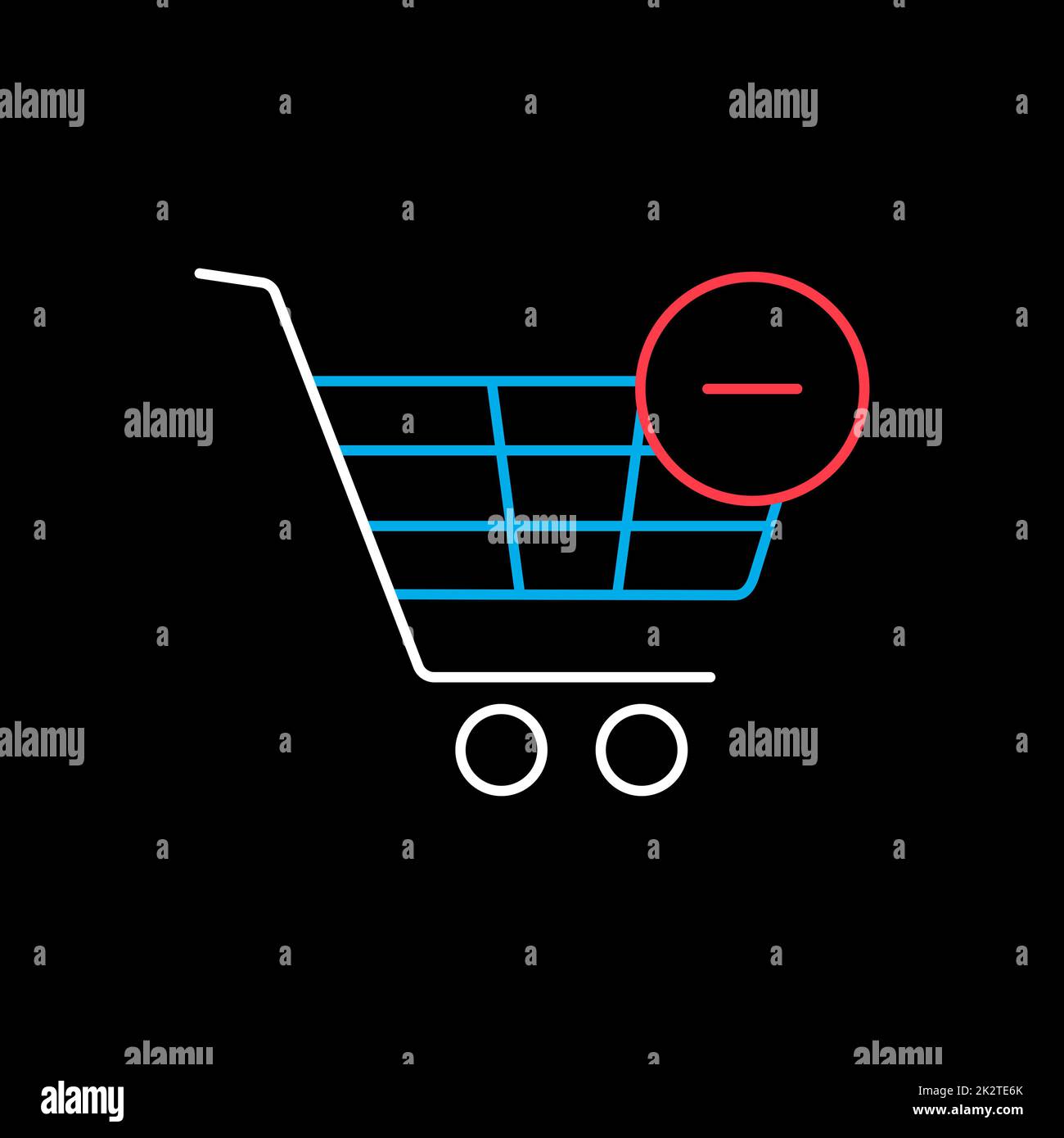 Shopping cart icon with minus sign Stock Photo - Alamy