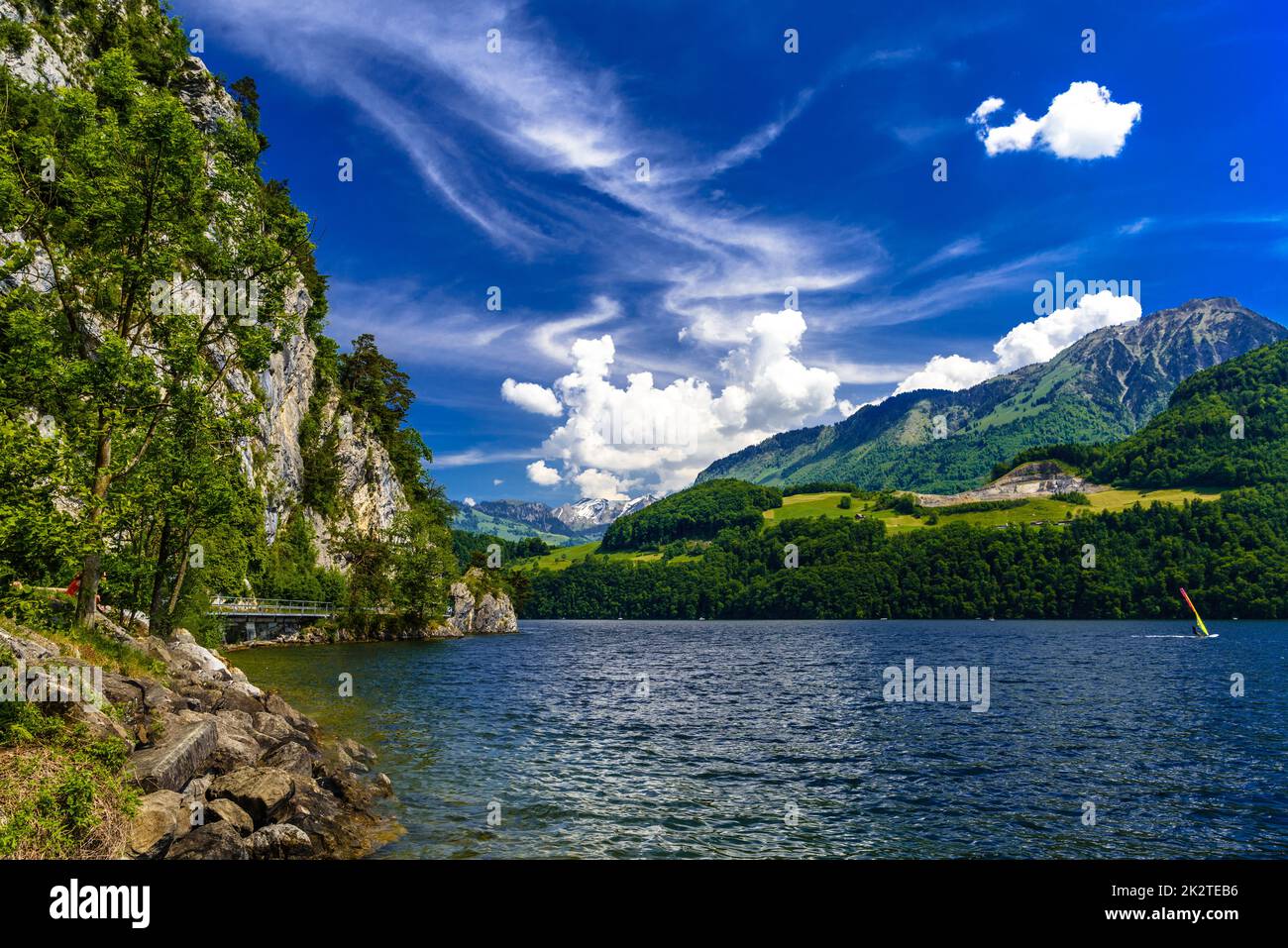 Clear transparent azure Alpnachstadt, Alpnach, Obwalden, Switze Stock ...