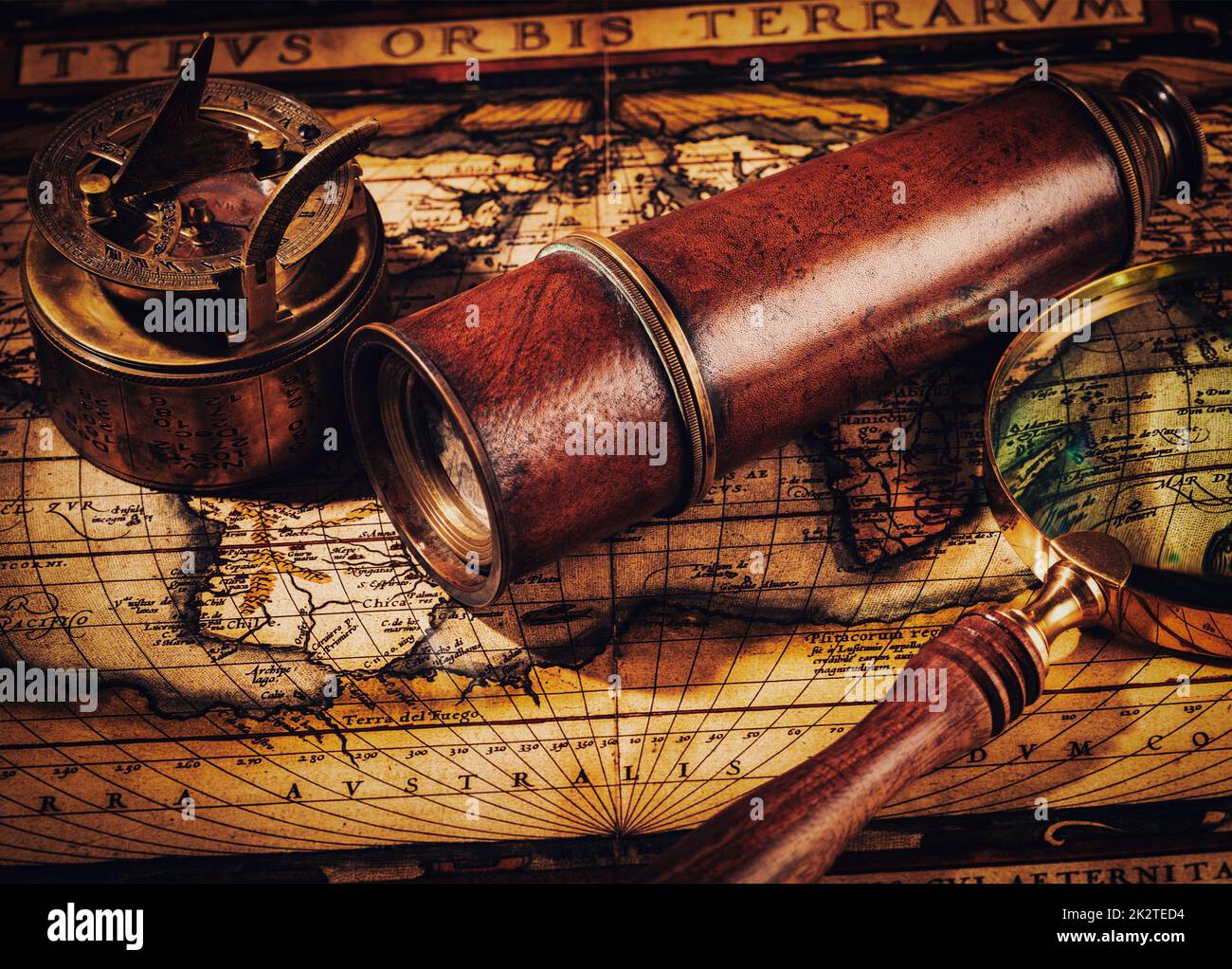 Old vintage compass on ancient map Stock Photo - Alamy