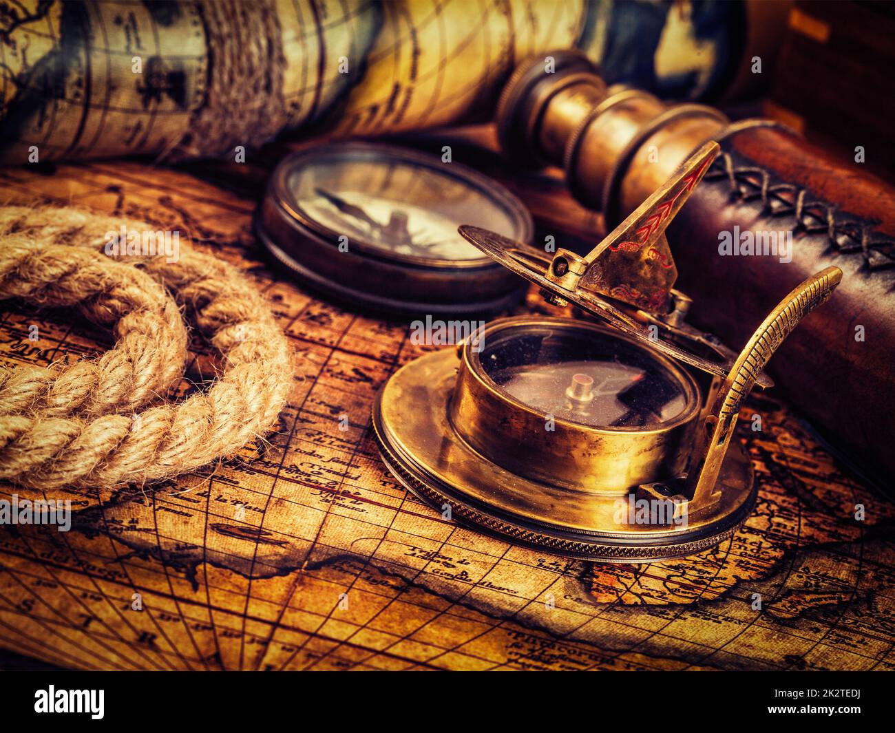 Old vintage compass on ancient map Stock Photo - Alamy