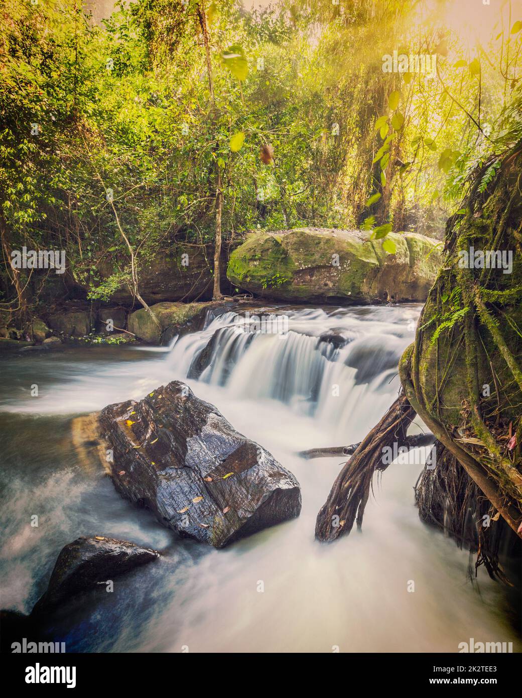 Tropical waterfall in Cambodia Stock Photo - Alamy