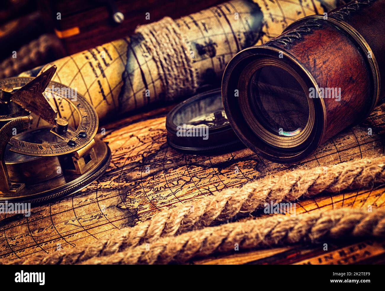 Old vintage compass on ancient map Stock Photo - Alamy