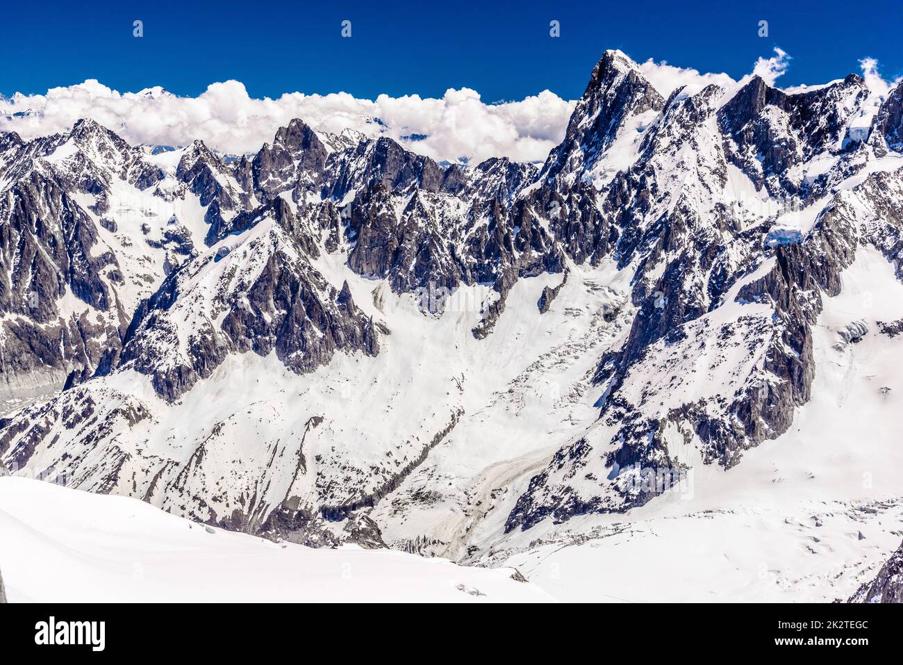 Snowy mountains Chamonix, Mont Blanc, Haute-Savoie, Alps, France Stock ...