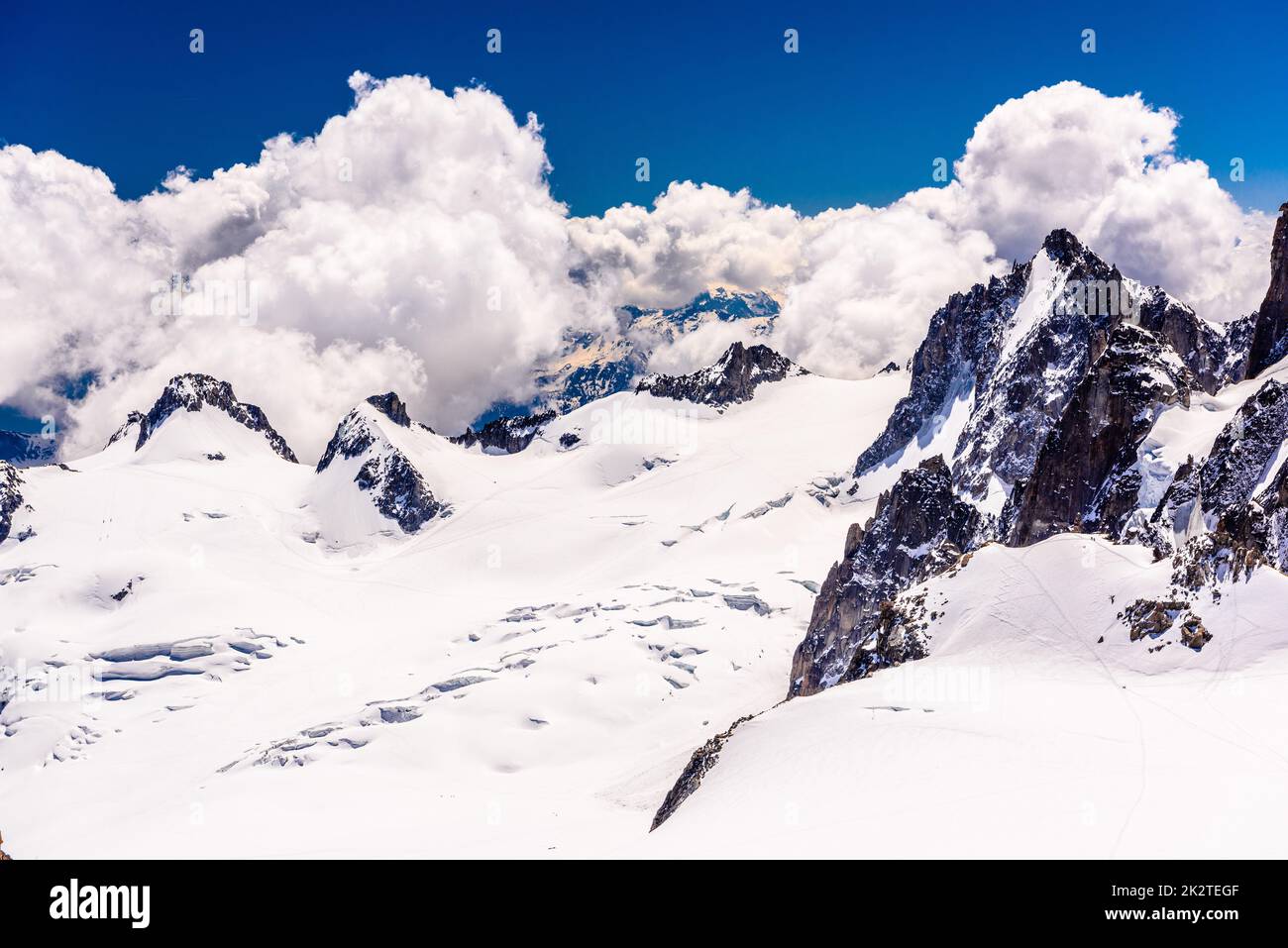 Snowy mountains Chamonix, Mont Blanc, Haute-Savoie, Alps, France Stock ...