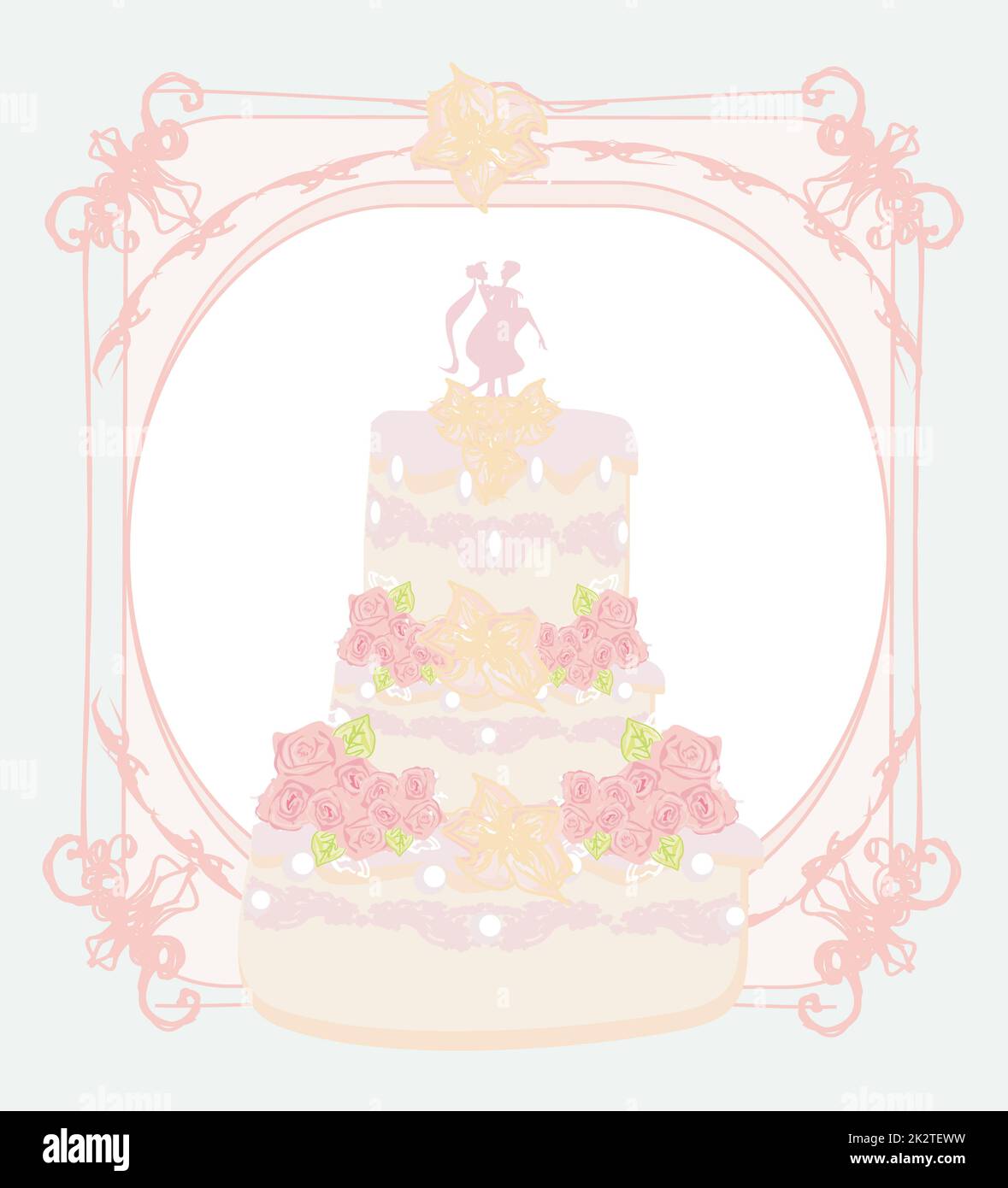 wedding cake card design Stock Photo - Alamy