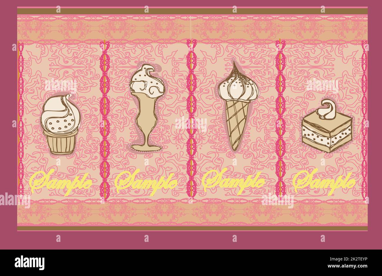 sweet dessert set card Stock Photo - Alamy