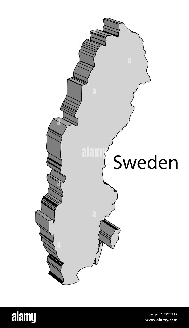 Sweden 3D Map Stock Photo - Alamy