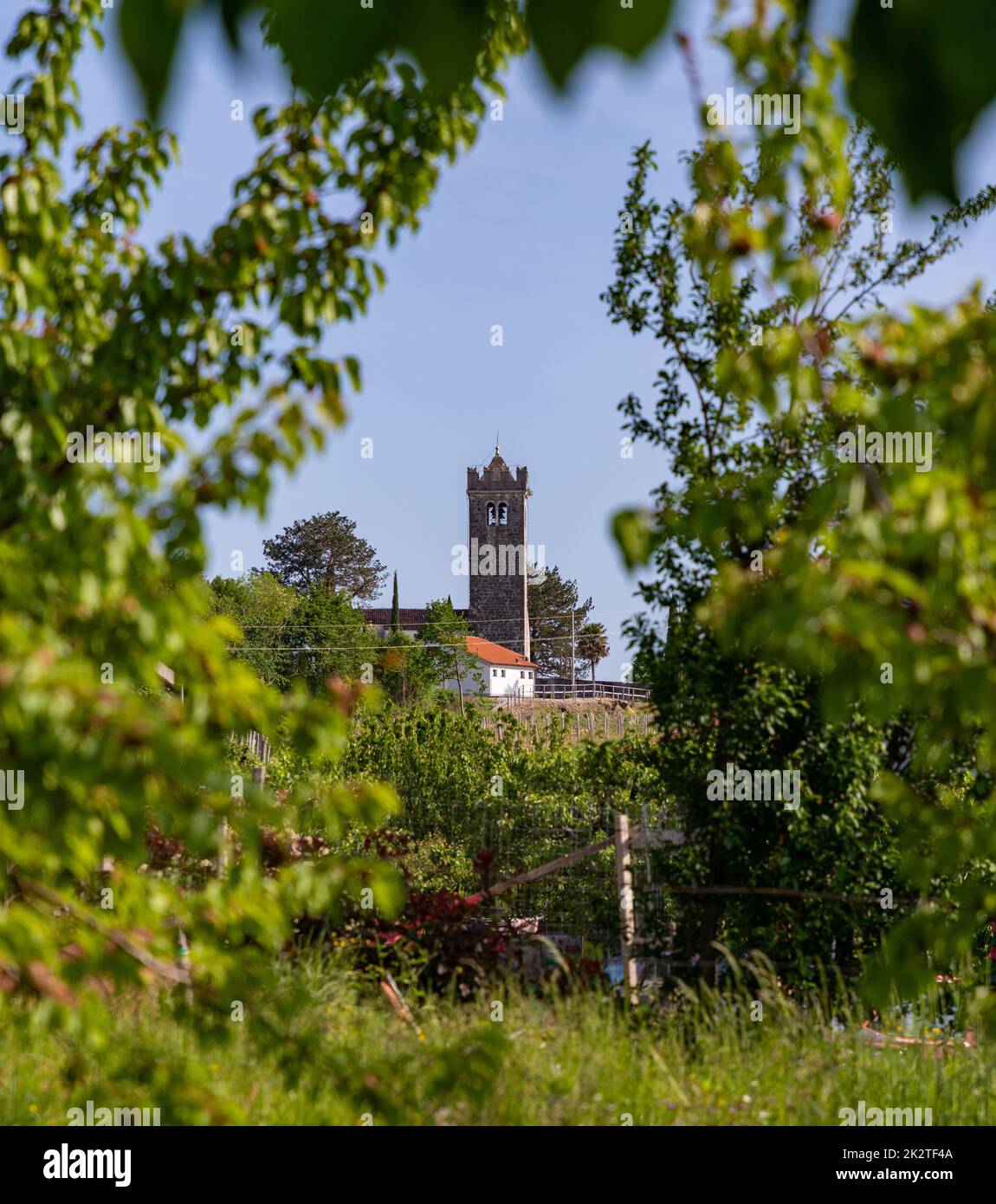 Saint Cross Church Tower Stock Photo - Alamy