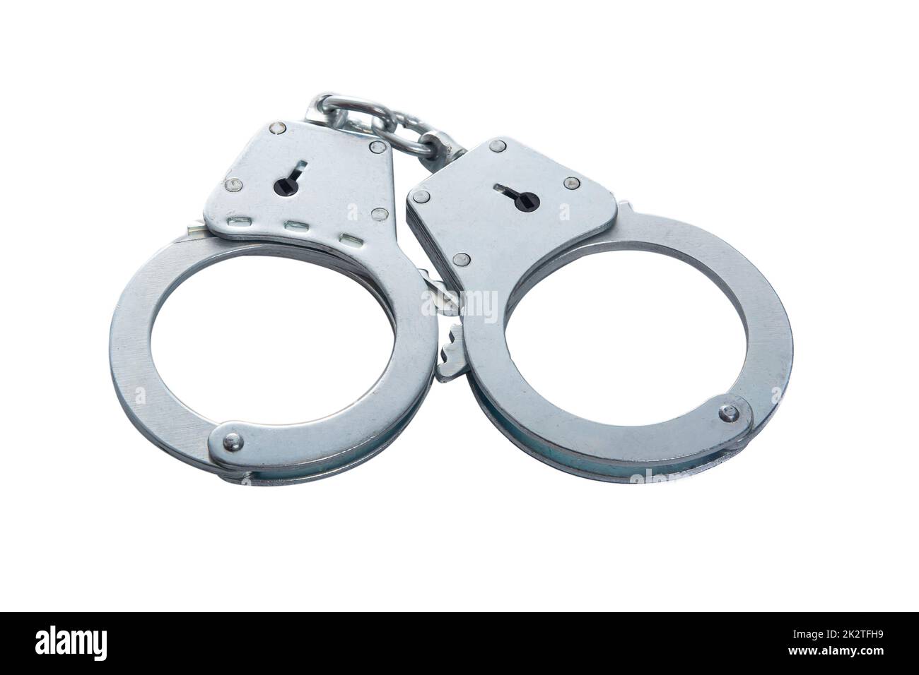 Metal handcuffs on a white isolated background, copy space Stock Photo ...