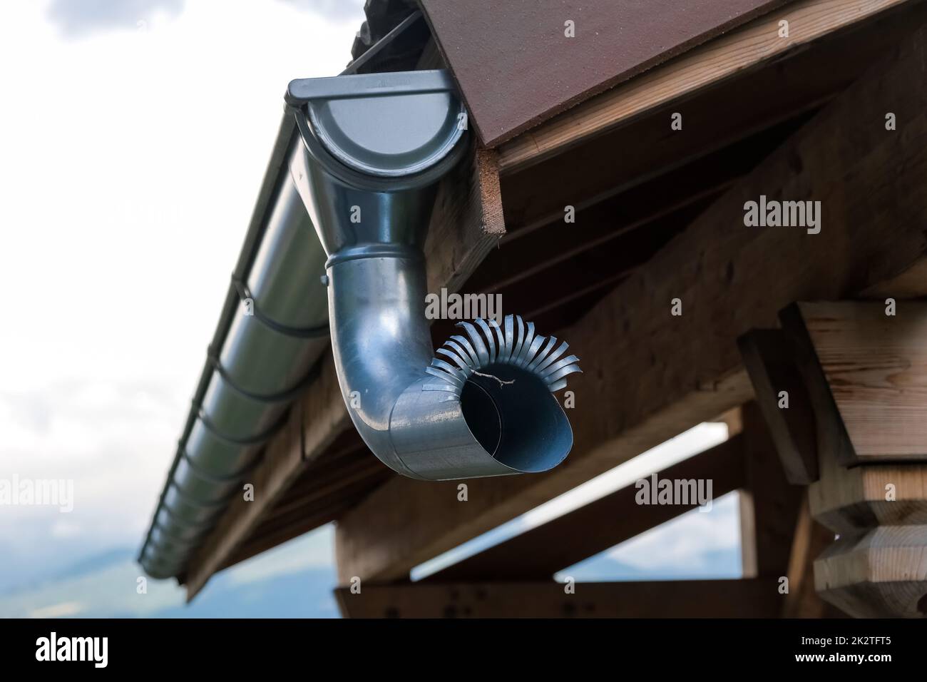 External pipes to drain the water from heavy rains on the roofs of ...