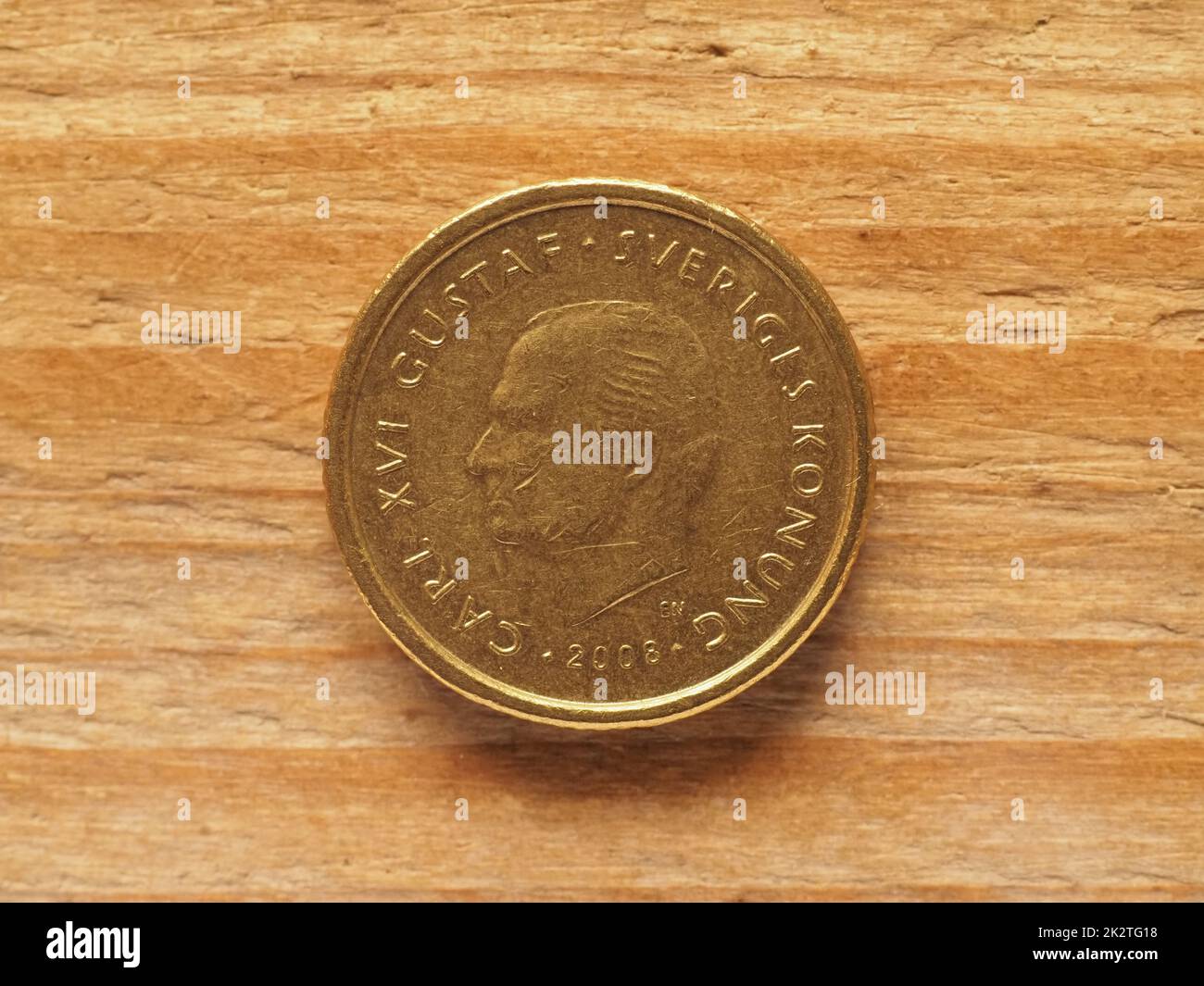 currency of Sweden, 10 kronor coin obverse showing king Carl XVI Gustaf ...