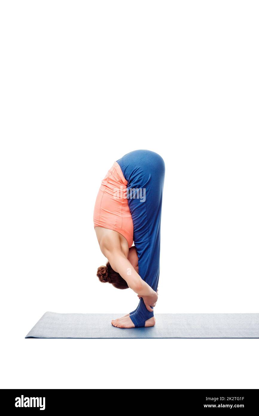Woman doing Ashtanga Vinyasa Yoga Surya Namaskar Sun Salutation Stock ...