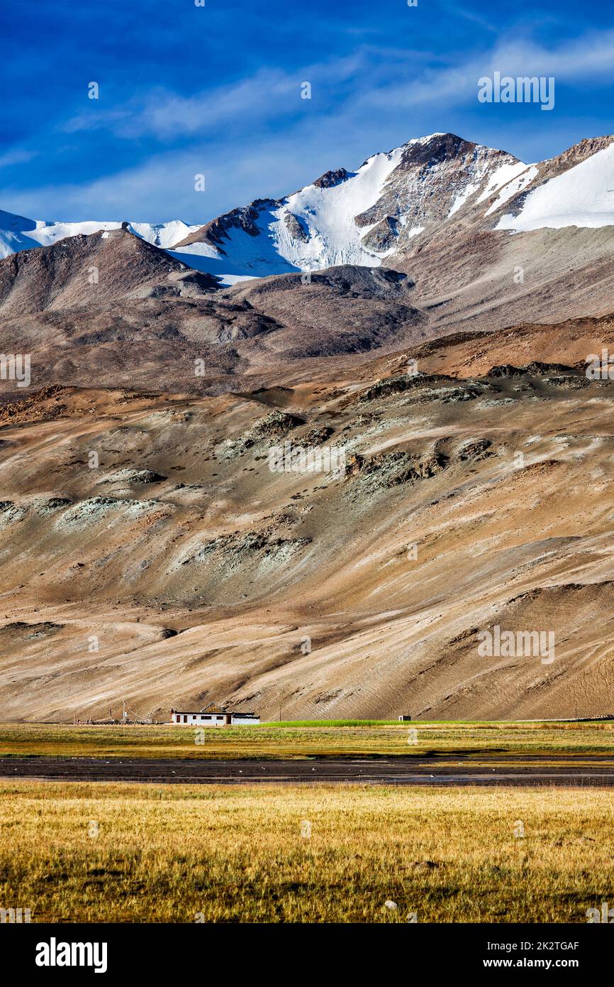 Korzok village at Himalayan lake Tso Moriri, Changthang region, Ladakh ...