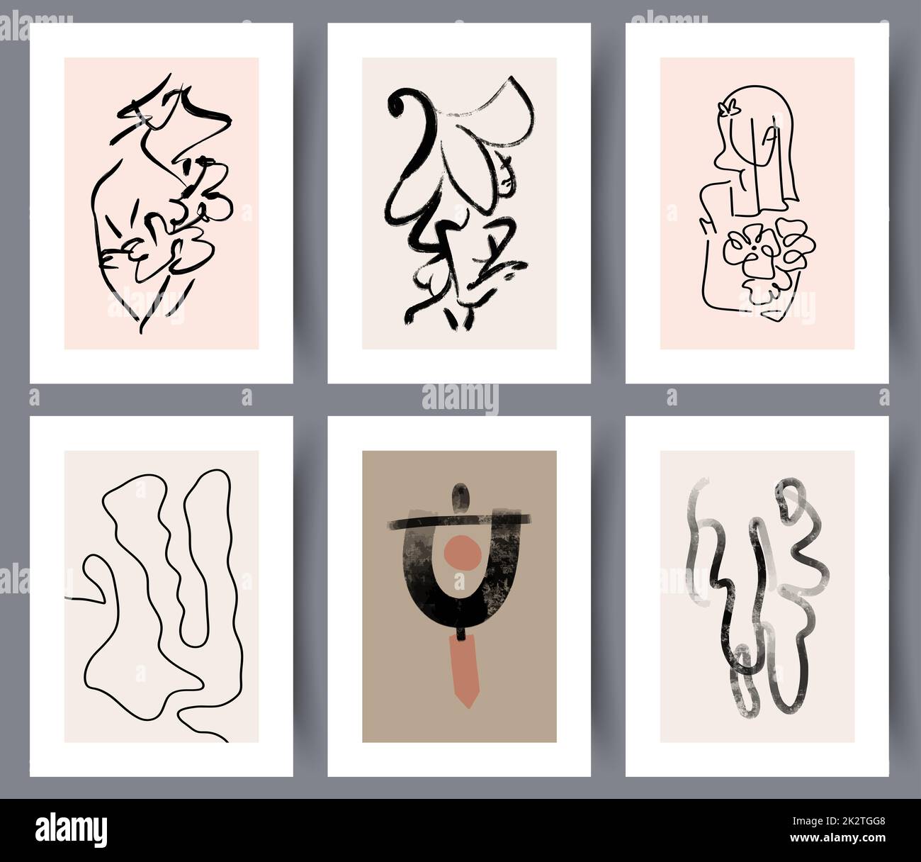 Collection of hand drawn minimalistic wall art Stock Photo - Alamy