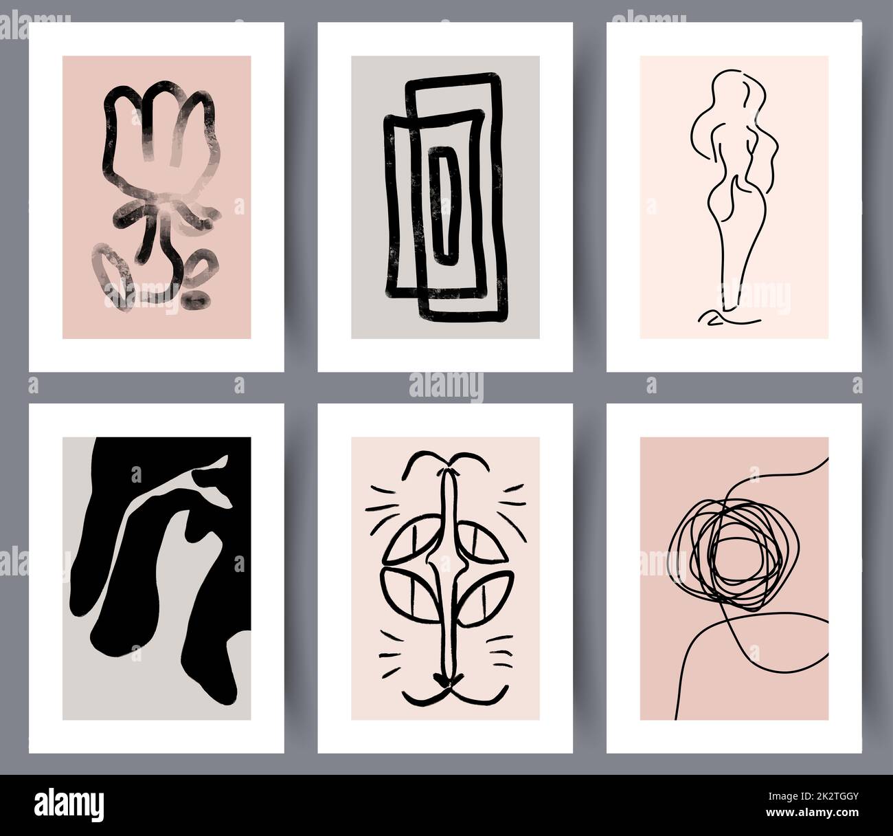 Collection of modern abstract wall art designs Stock Photo - Alamy