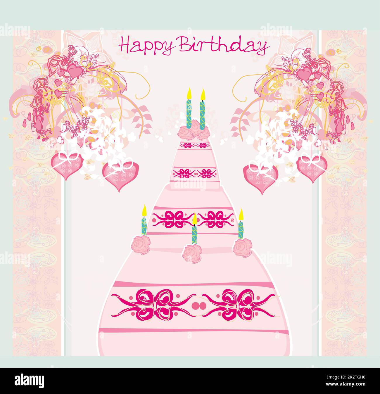Happy Birthday Card with birthday cake Stock Photo - Alamy