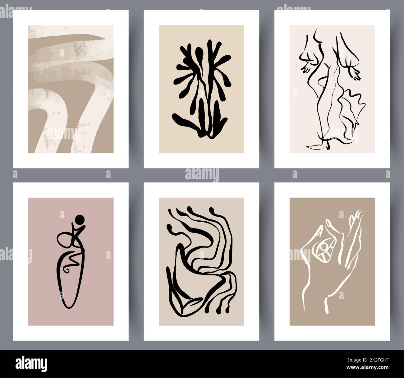 Bundle of neutral minimalistic art wall posters Stock Photo - Alamy