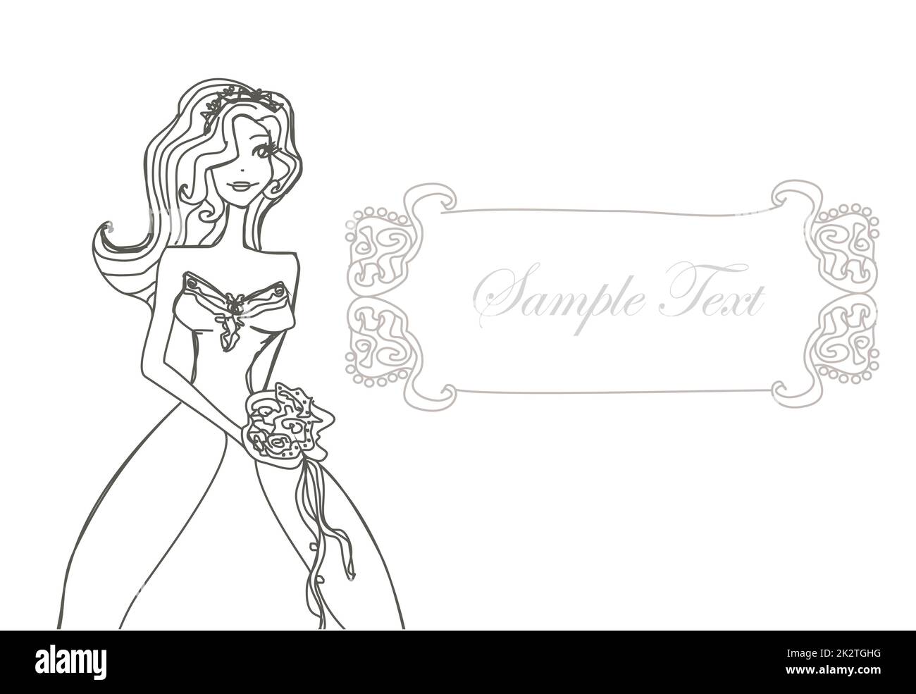 Beautiful bride doodle card Stock Photo - Alamy