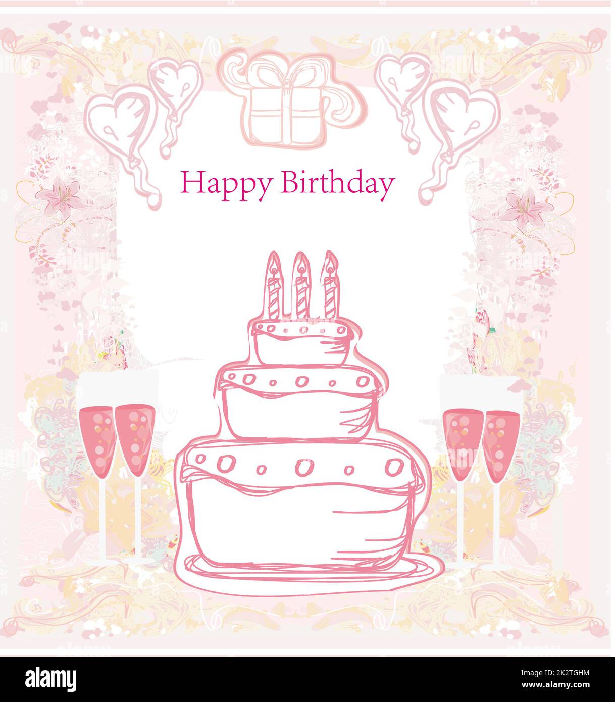 Happy Birthday Card with birthday cake Stock Photo - Alamy