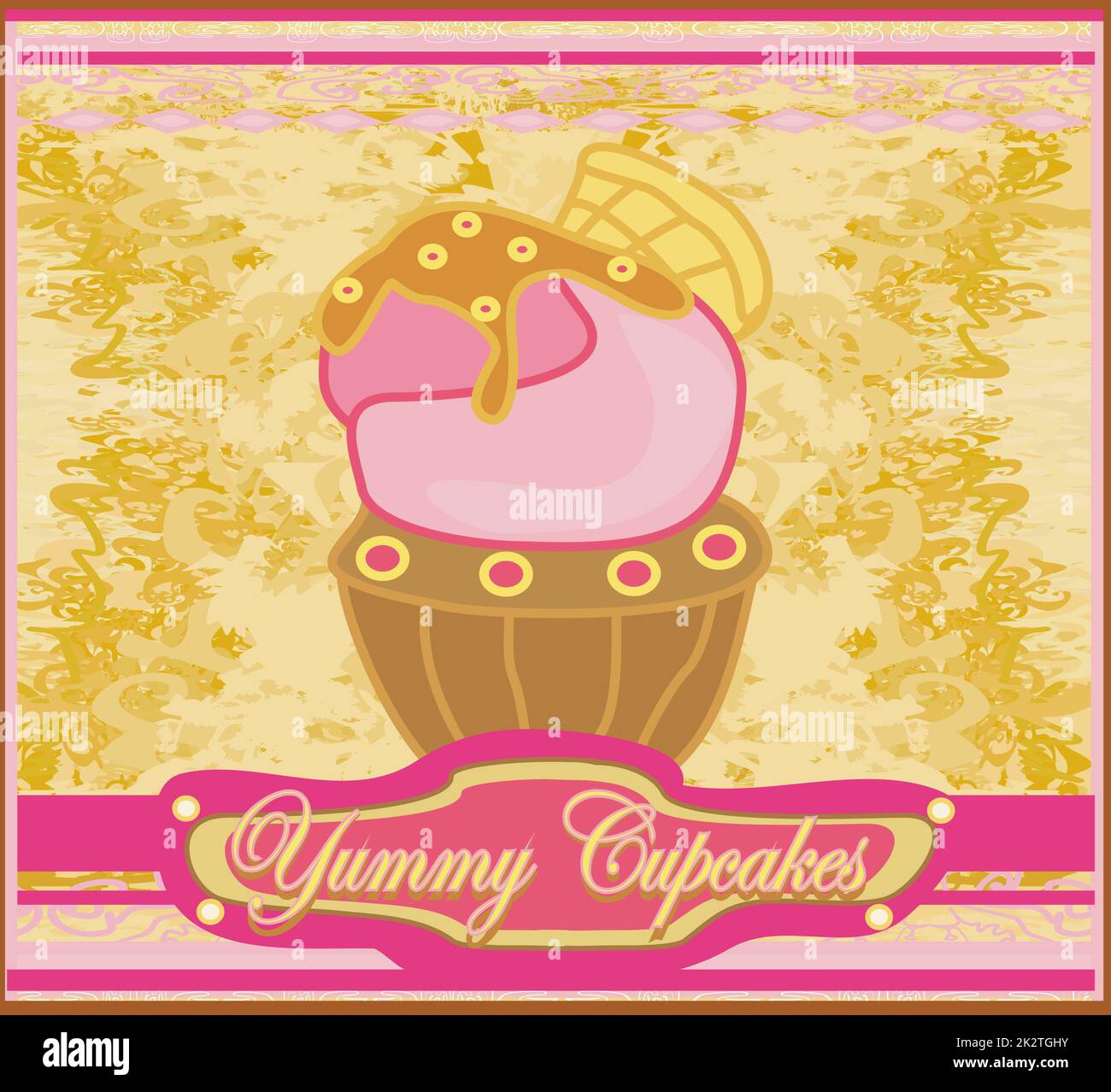 Vintage card with cupcake Stock Photo - Alamy