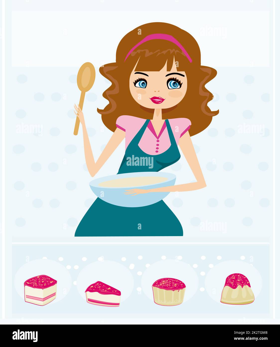 Beautiful young lady cooking cakes Stock Photo - Alamy