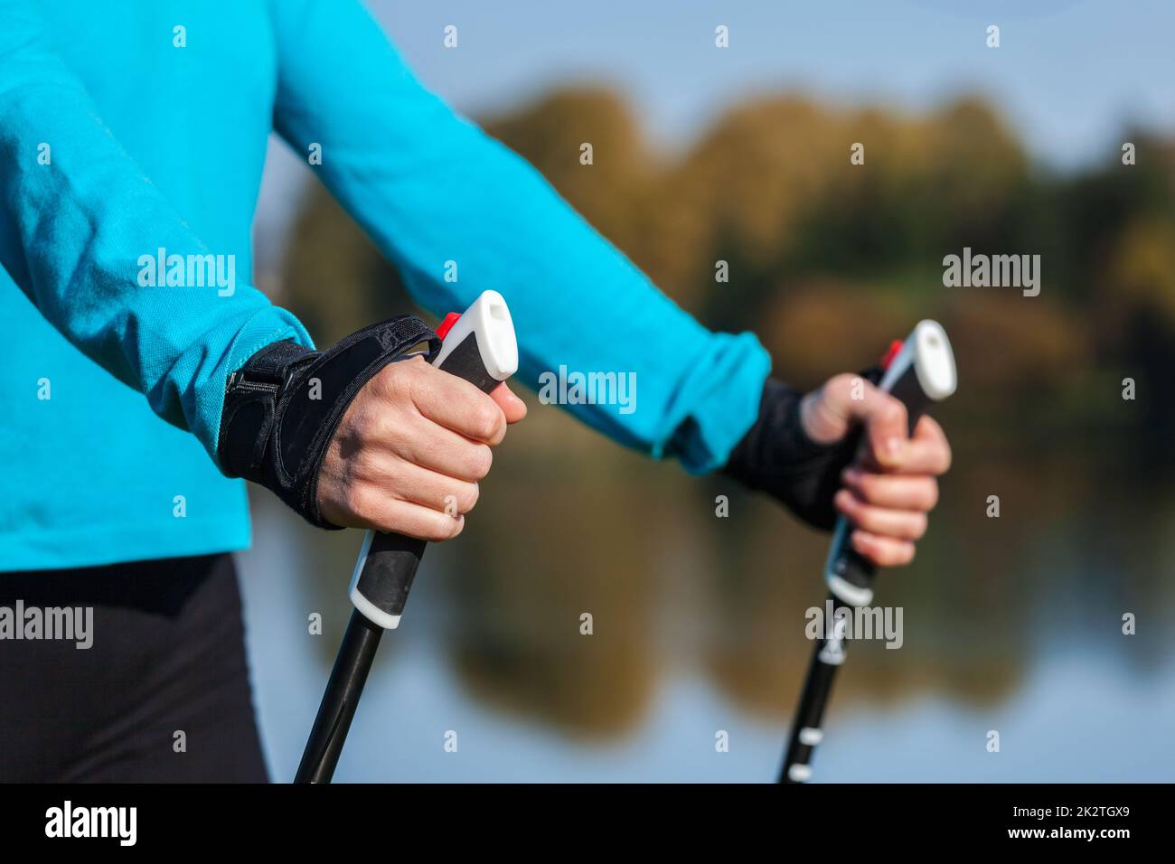 Active woman walking poles hi-res stock photography and images - Alamy