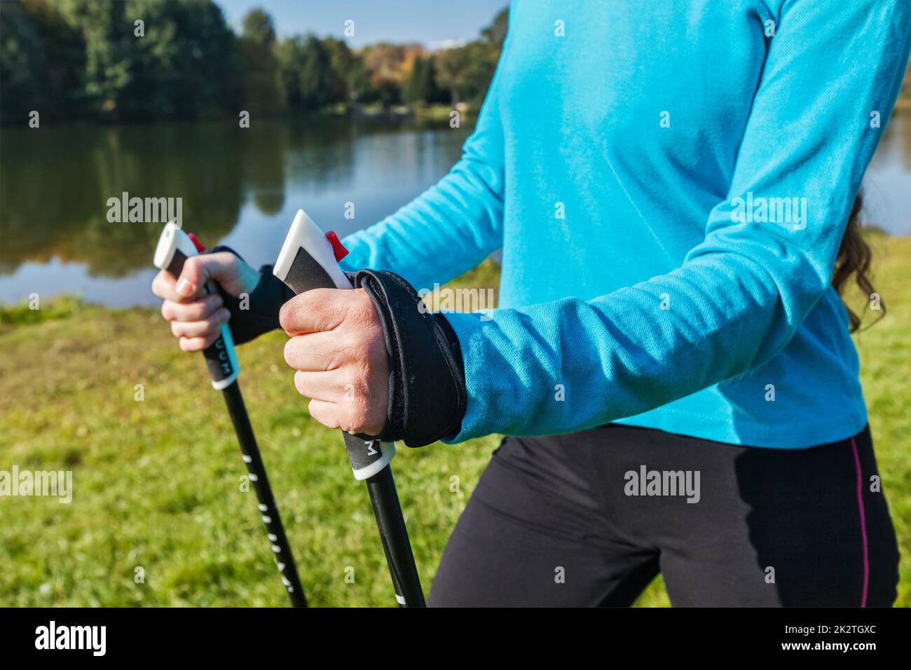 Active woman walking poles hi-res stock photography and images - Alamy