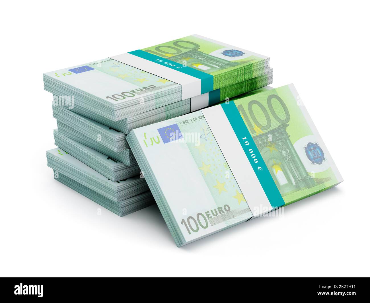 Stack of 100 euro banknotes bundles isolated Stock Photo - Alamy