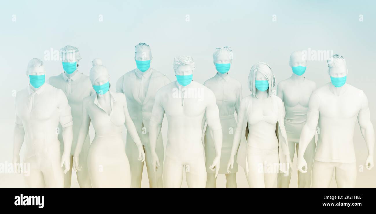 People Wearing Surgical Masks Prevention and Safety Procedures Concept ...
