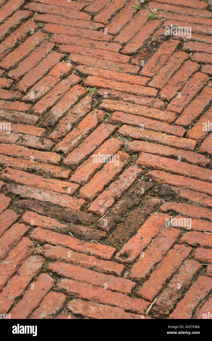 The pedestrian path is made of bricks Stock Photo - Alamy