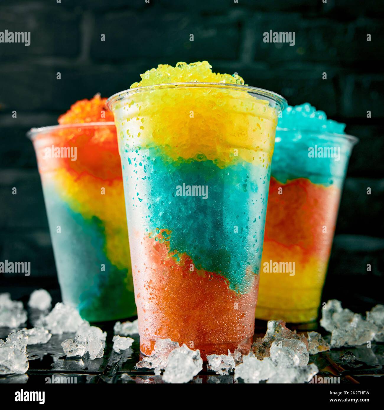 Refreshing Summer Slush in a row Stock Photo - Alamy