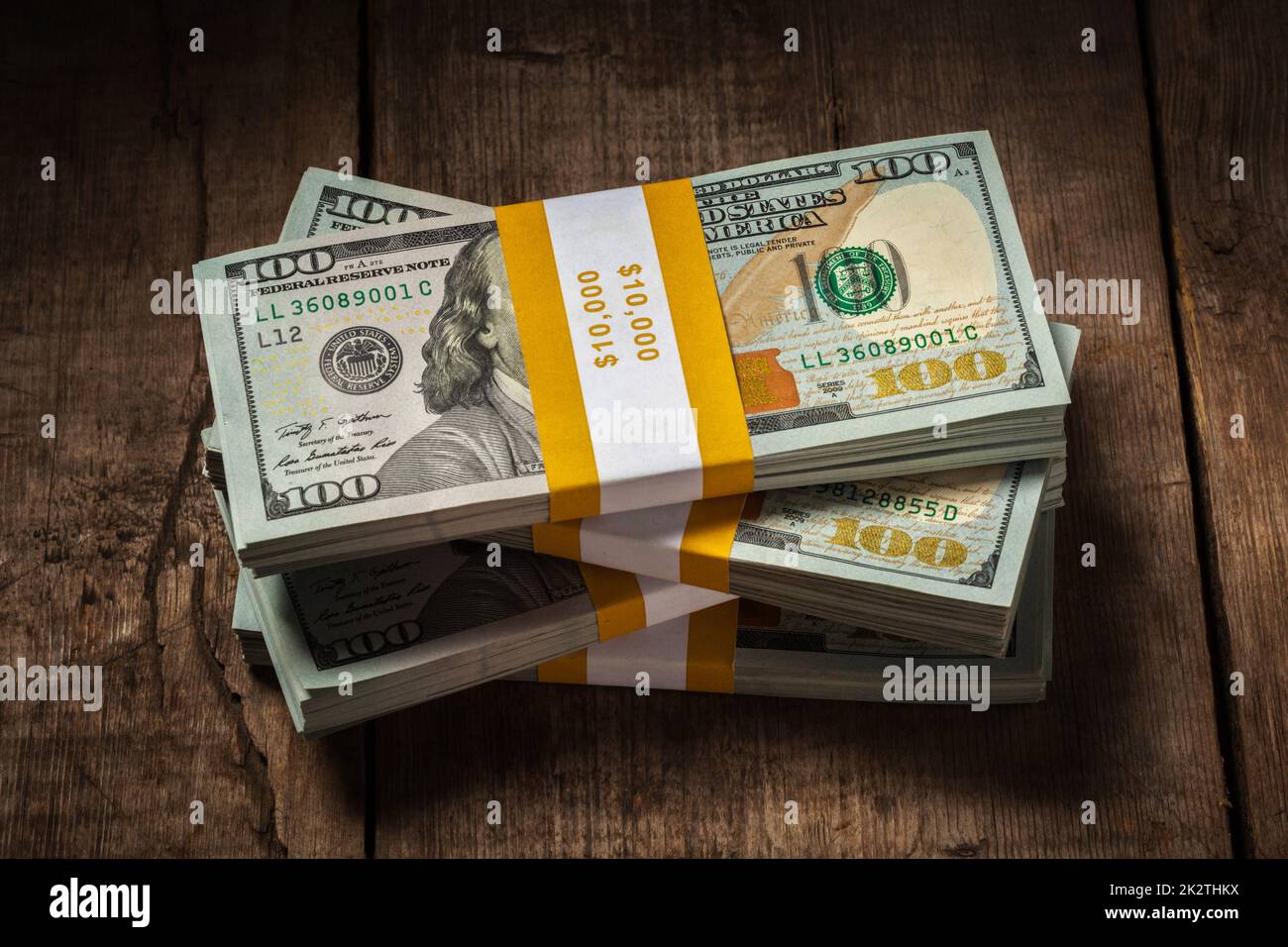 Stacks of 100 dollars banknotes bundles Stock Photo - Alamy