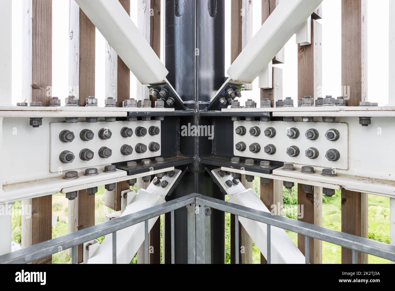 Closeup many gigantic bolts connecting steel beams Stock Photo - Alamy