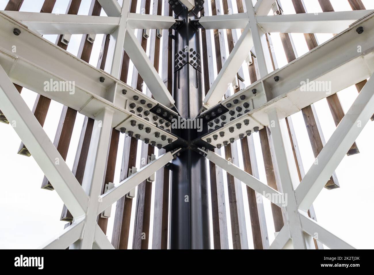 Steel screw bolts connecting massive industrial iron construction Stock ...