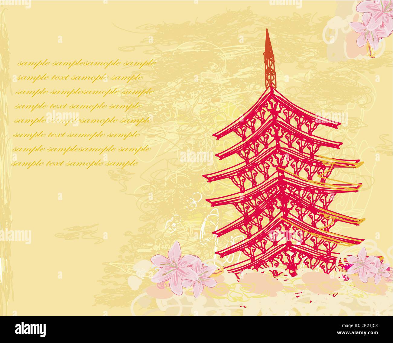 old paper with Chinese Temple Stock Photo - Alamy