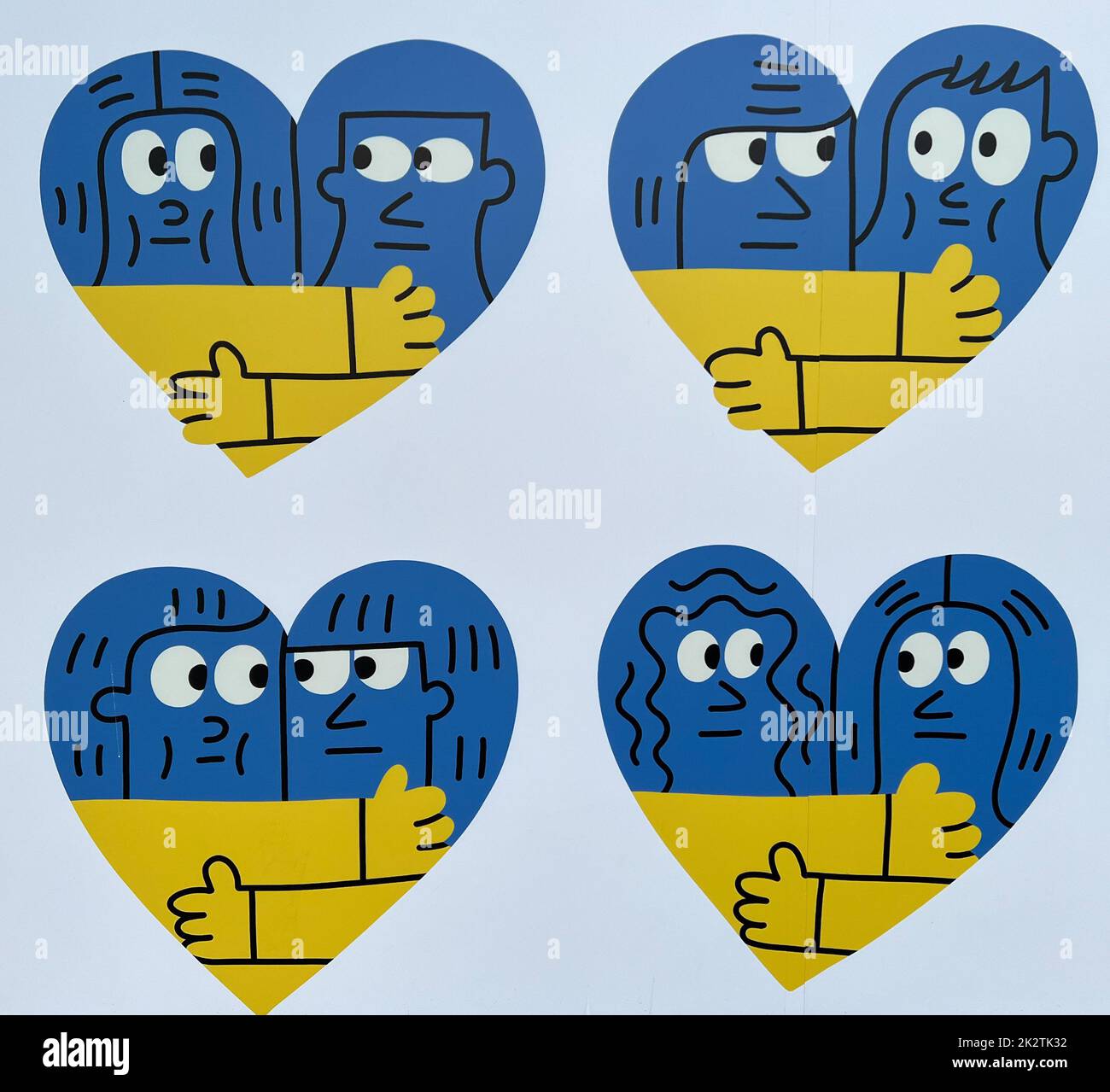 a heart in the national colors (national flag) of Ukraine with two ...