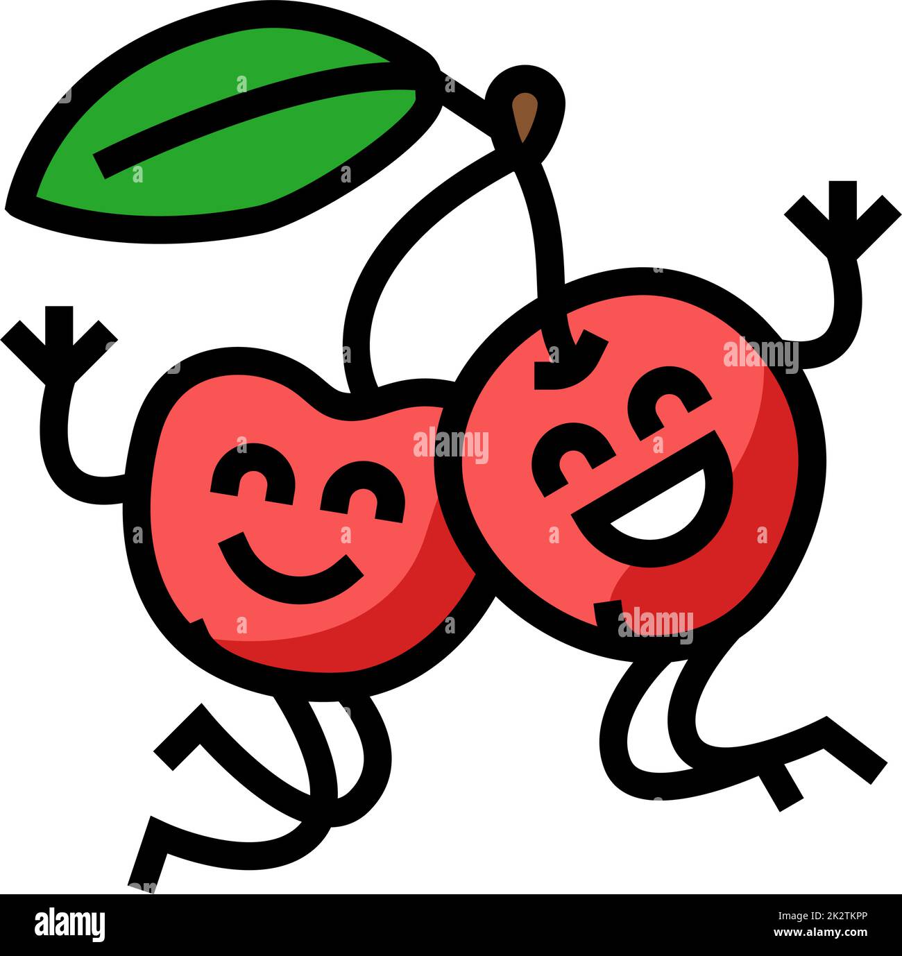 cherry fruit character color icon vector illustration Stock Vector ...