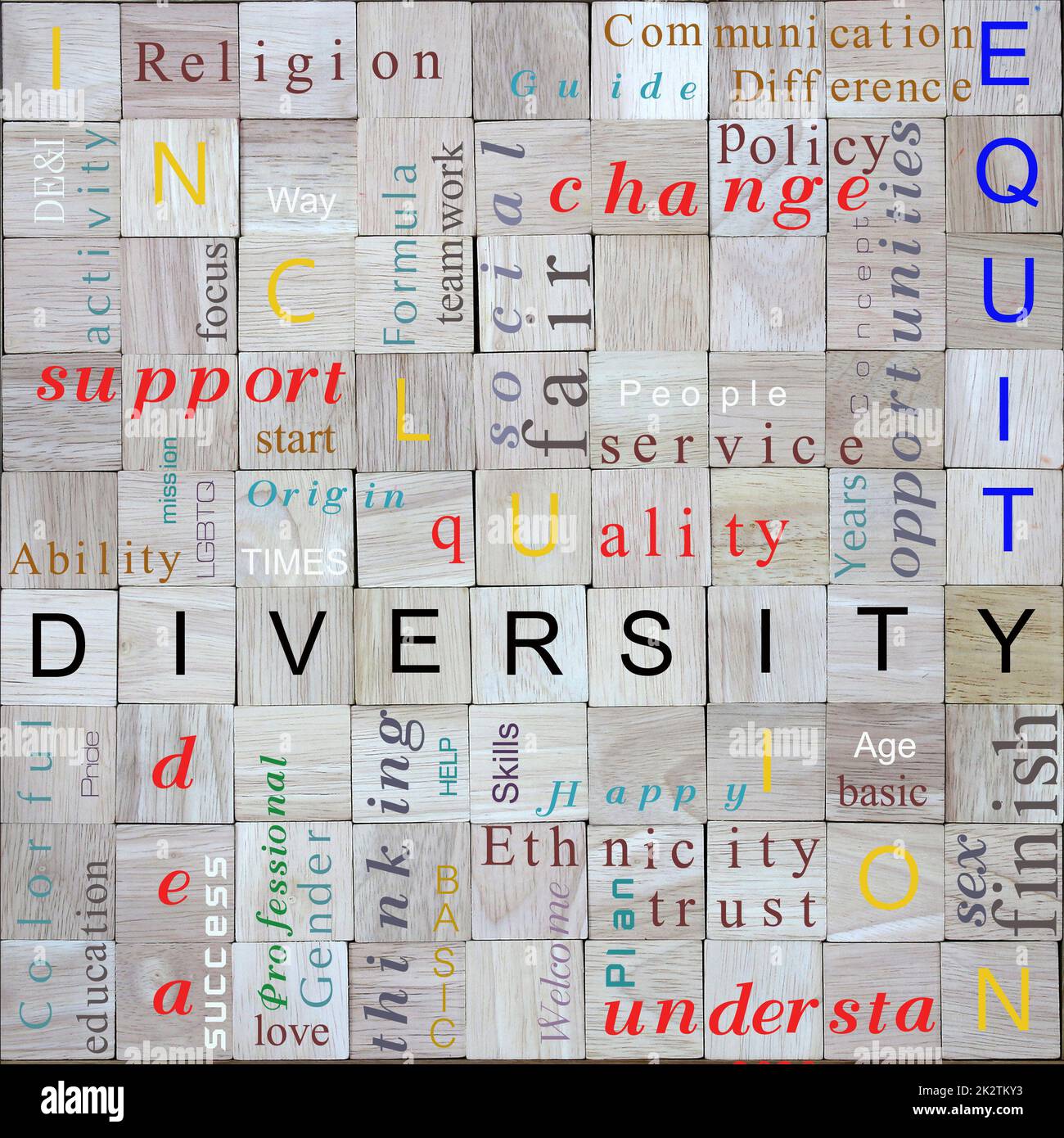 diversity, equity, inclusion word on wood block background concept DEI ...