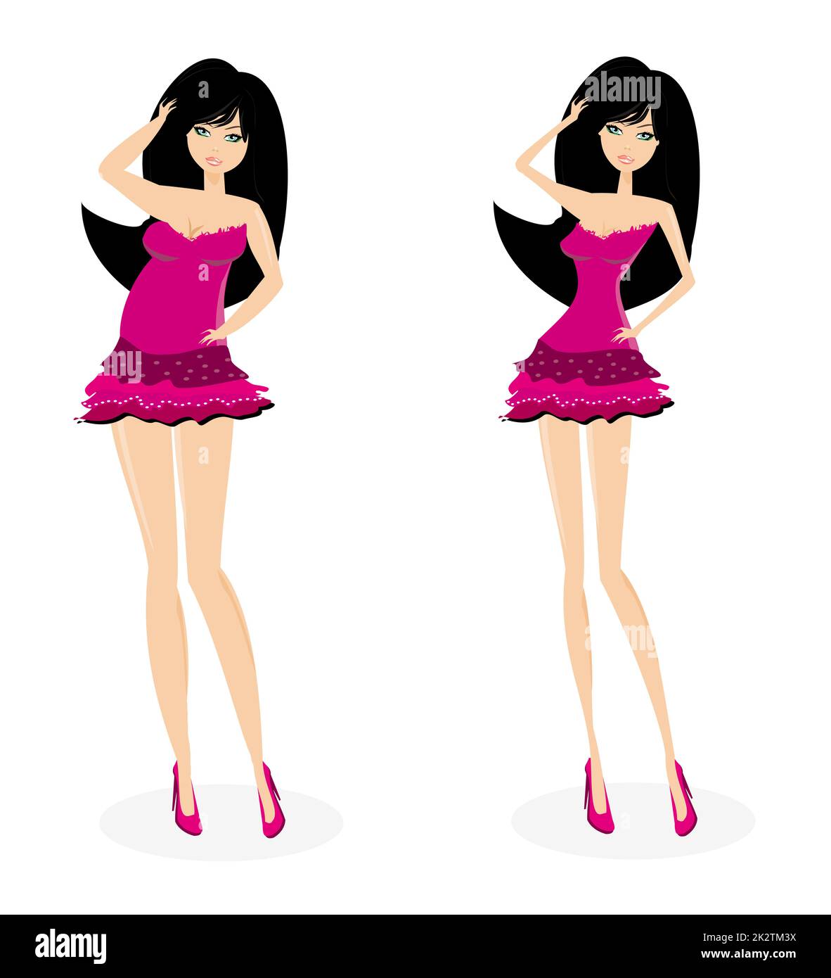 Before after diet - fat and slim girl Stock Photo - Alamy