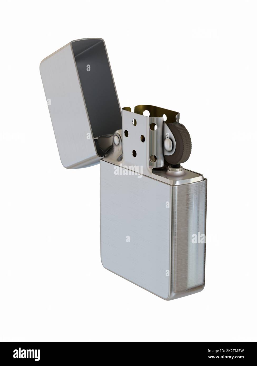 Metallic luxury lighter with open cover 3D illustration Stock Photo - Alamy