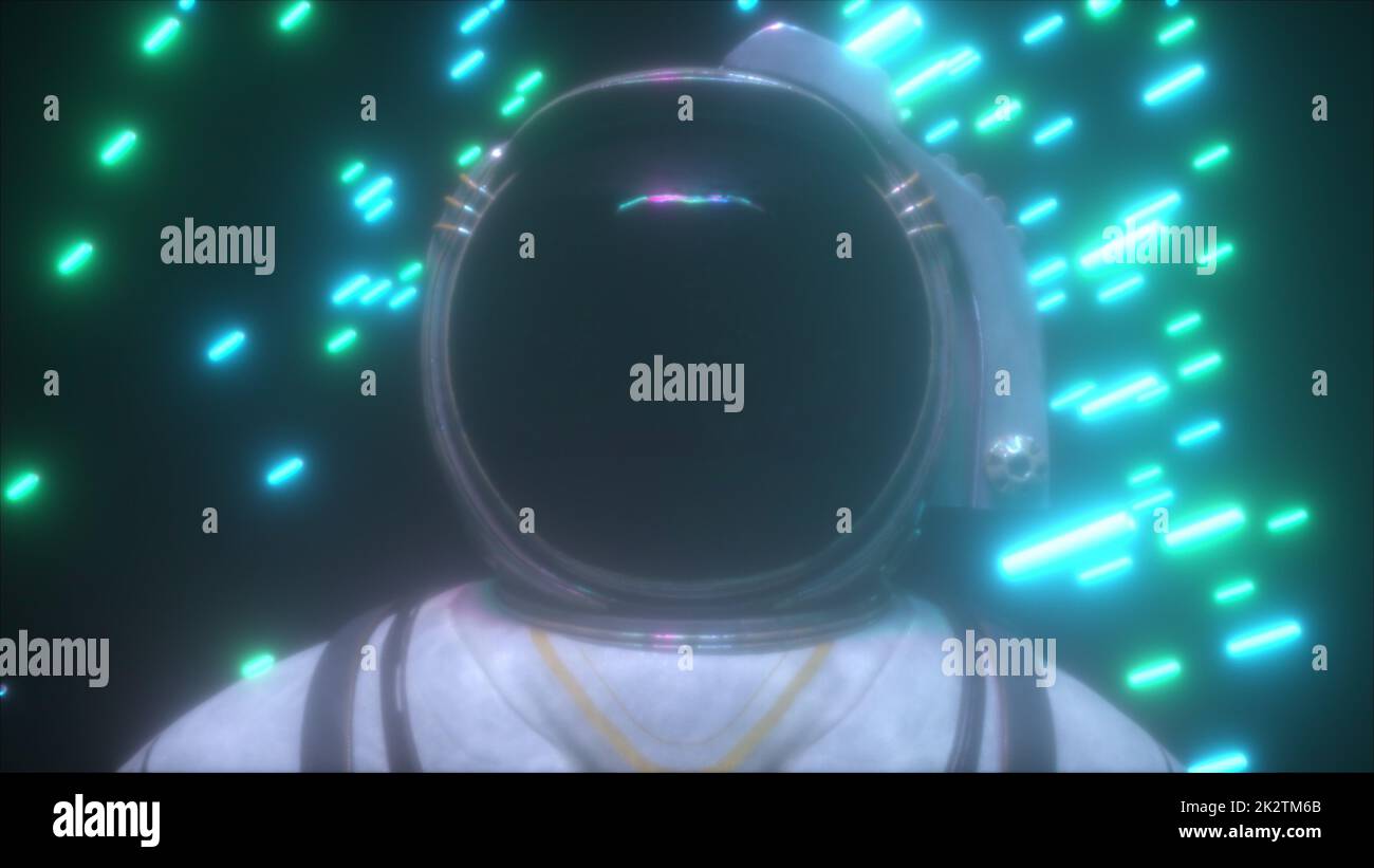 Astronaut with neon lines Stock Photo - Alamy