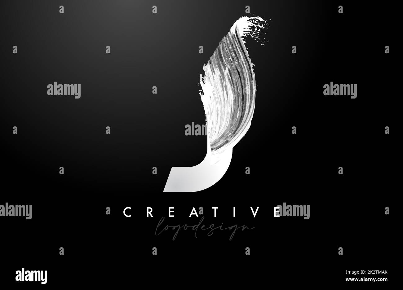 White Letter J Logo Brush Stroke with Artistic Watercolor Paint Brush ...