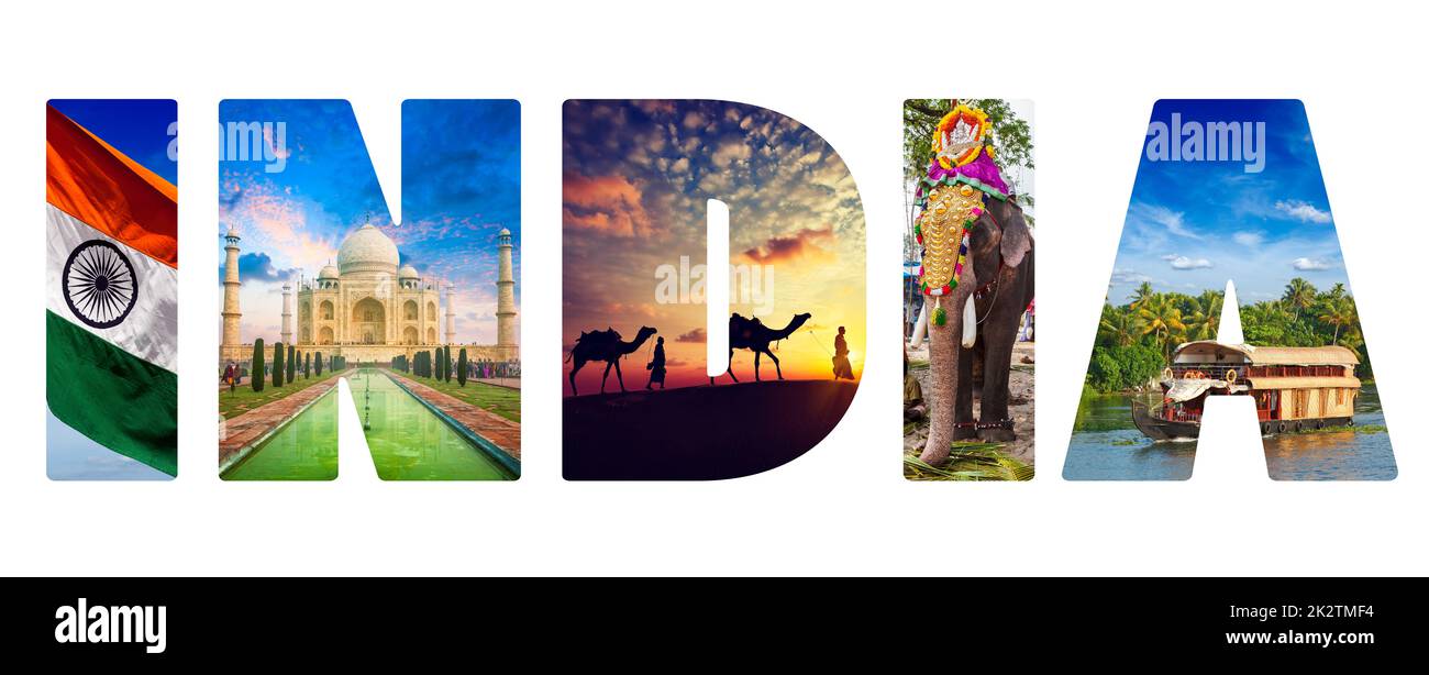 India text with indian images Stock Photo - Alamy