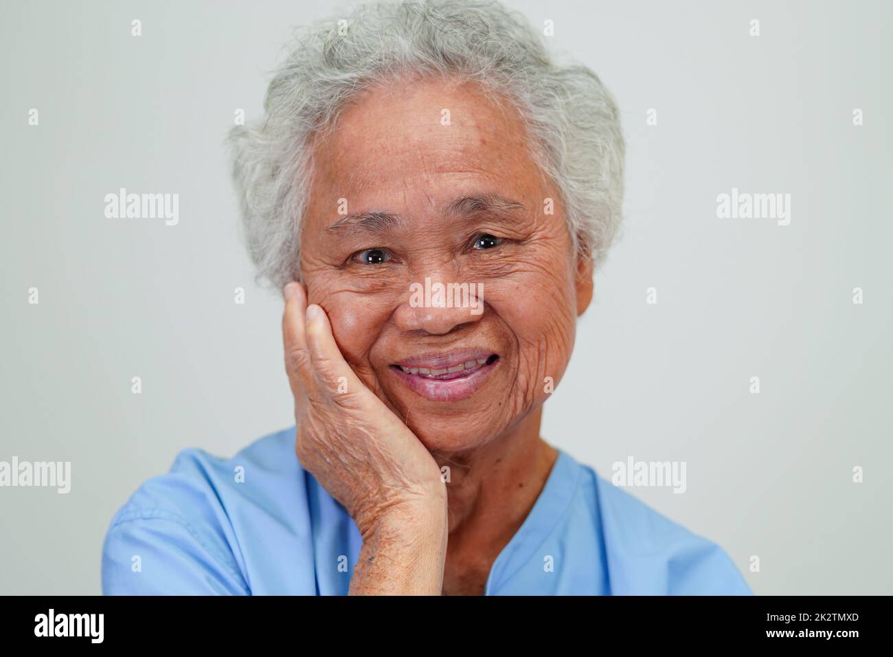 Asian Elder Senior Woman Patient Sitting And Smile Face With Happy On