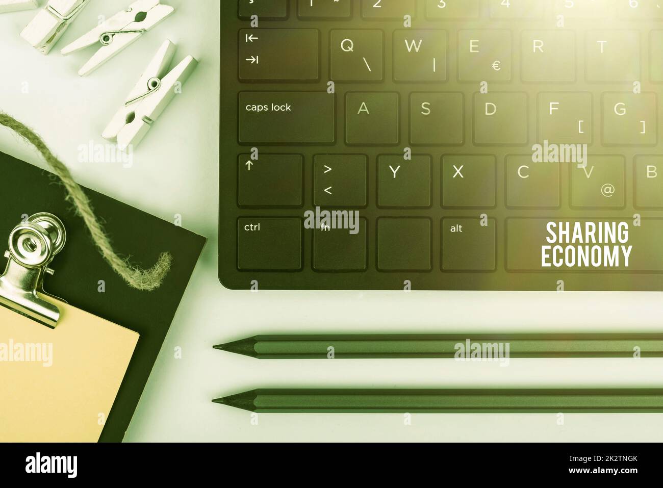 Conceptual caption Sharing Economy. Word Written on economic model ...